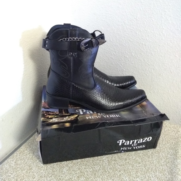 Parrazo | Shoes | Parrazo Of Ny Embossed Black Leather Boots | Poshmark